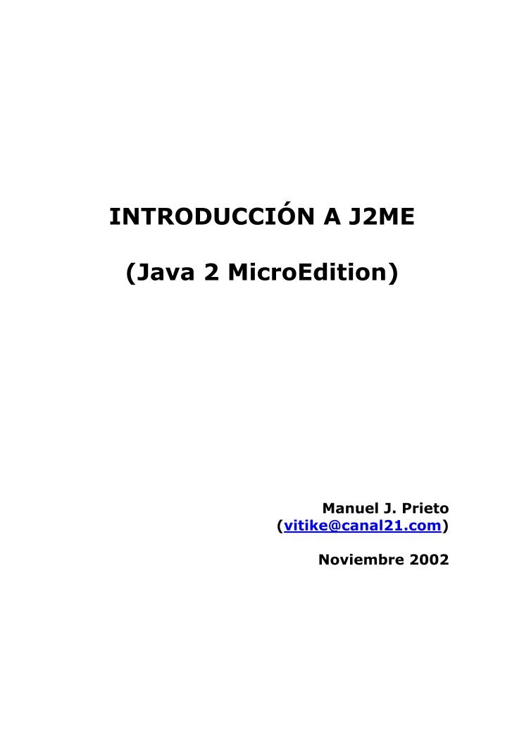 PDF de programación - INTRODUCCIÓN A J2ME (Java 2 MicroEdition)