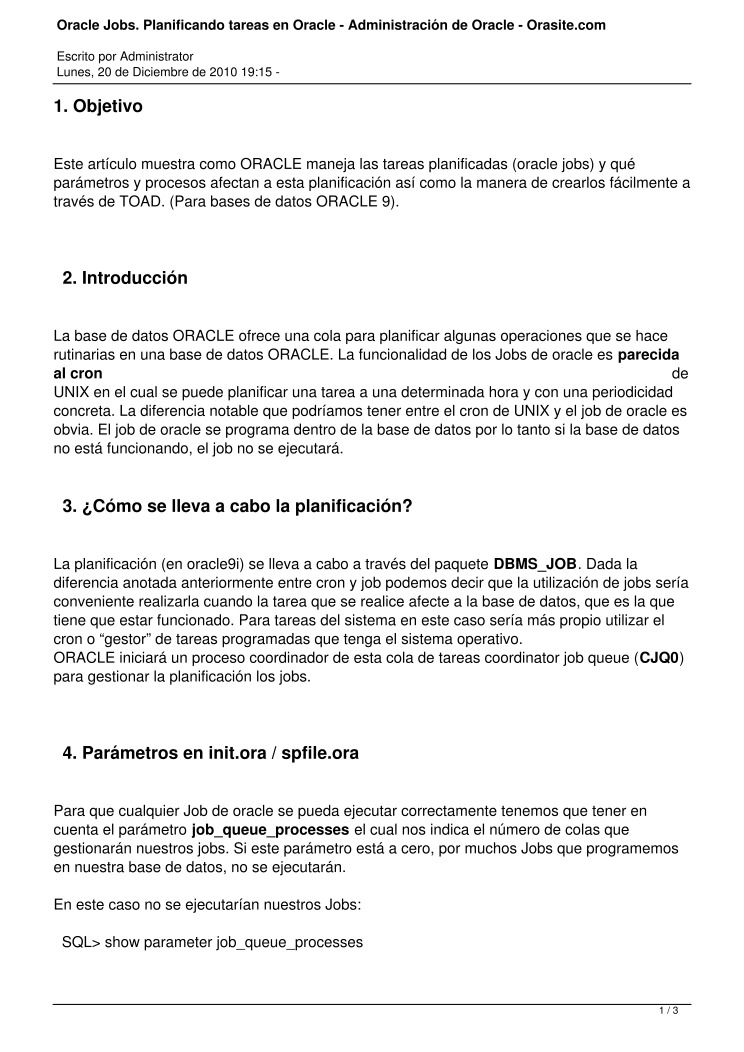 PDF de programación - Oracle Jobs. Planificando tareas en Oracle ...