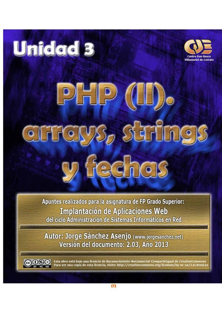 PDF de programación - PHP (II) arrays, strings y fechas PDF de programación - PHP (II) arrays, strings y fechas