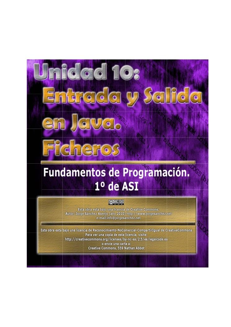 PDF de programación - Entrada y Salida en Java. Ficheros