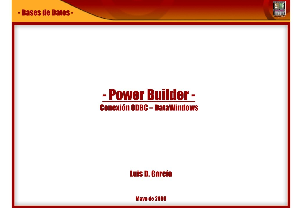 PDF de programación - Power Builder - Conexión ODBC - DataWindows