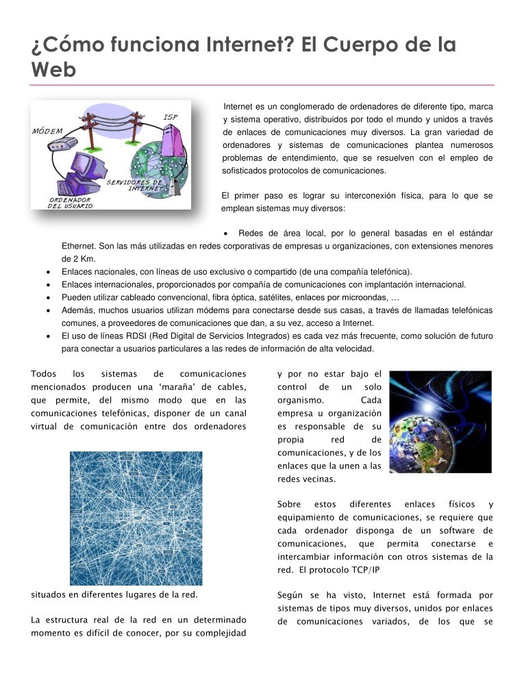 PDF de programación - ¿Cómo funciona Internet? El Cuerpo de la Web