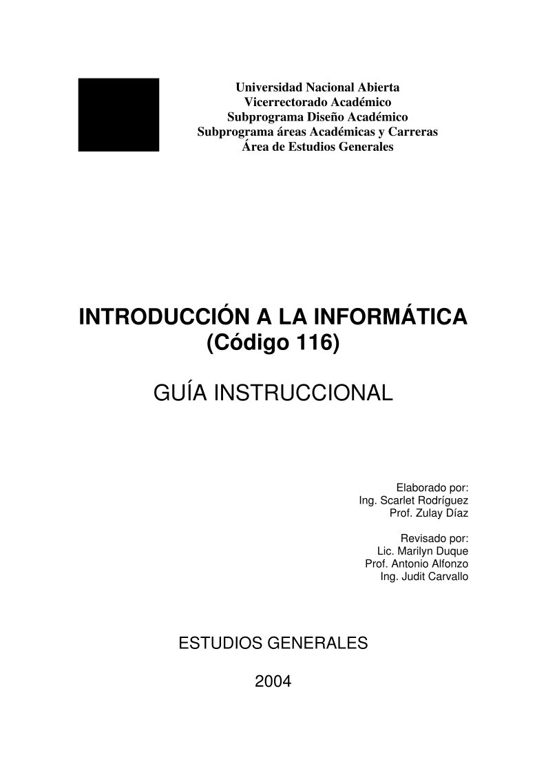 PDF de programación - INTRODUCCION A LA INFORMÁTICA - GUÍA INSTRUCCIONAL PDF de programación - INTRODUCCION A LA INFORMÁTICA - GUÍA INSTRUCCIONAL