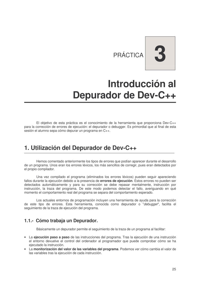 PDF de programación - PRÁCTICA 3 Introducción al Depurador de Dev-C++