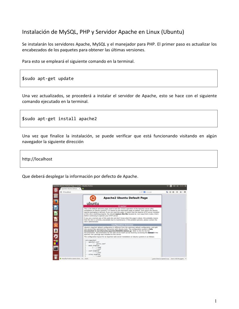 Pdf De Programación Instalación De Mysql Php Y Servidor Apache En