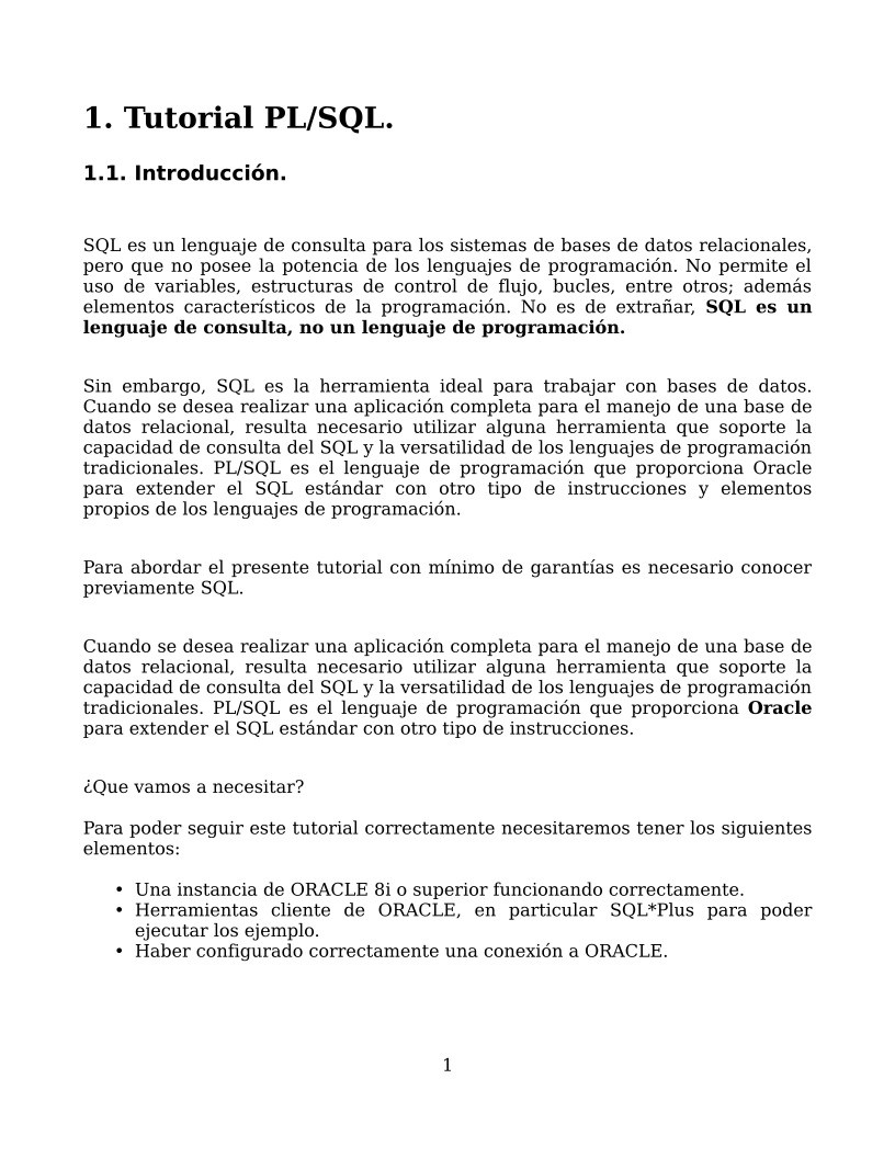 PDF de programación - Tutorial PL/SQL PDF de programación - Tutorial PL/SQL