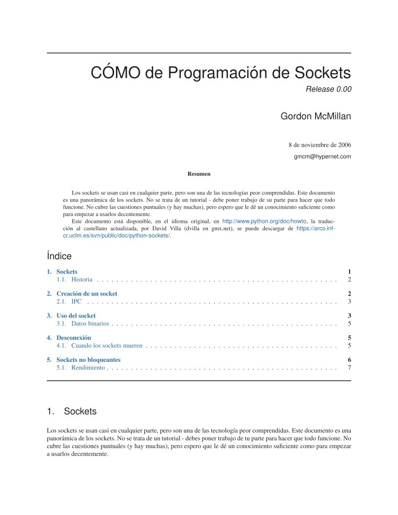 PDF de programación - CÓMO de Programación de Sockets