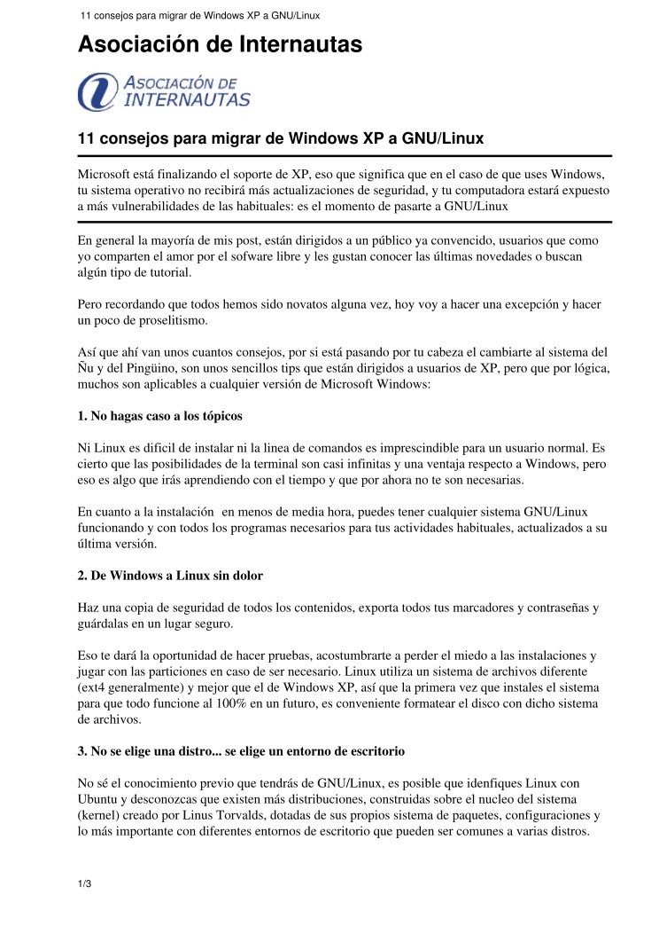 PDF de programación - 11 consejos para migrar de Windows XP a GNU/Linux