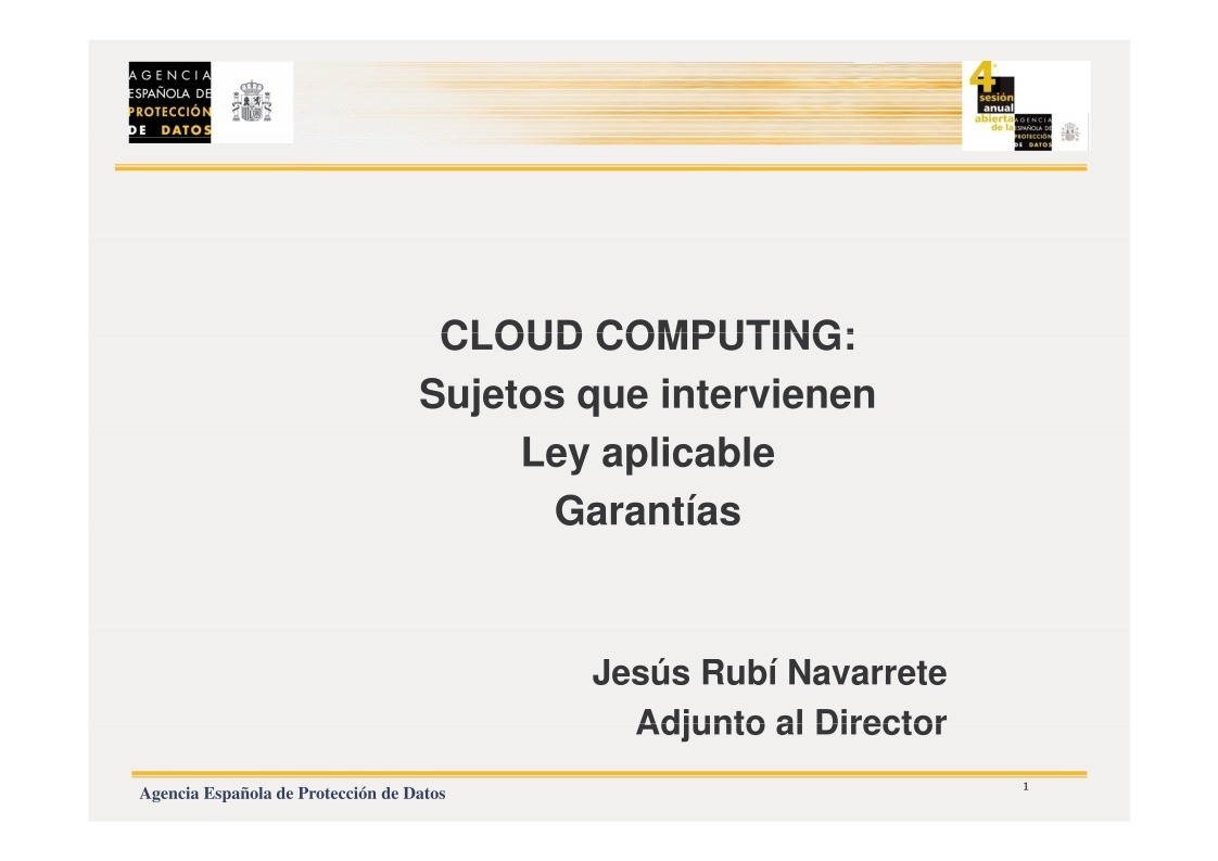 PDF de programación - CLOUD COMPUTING: Sujetos que intervienen - Ley aplicable - Garantías