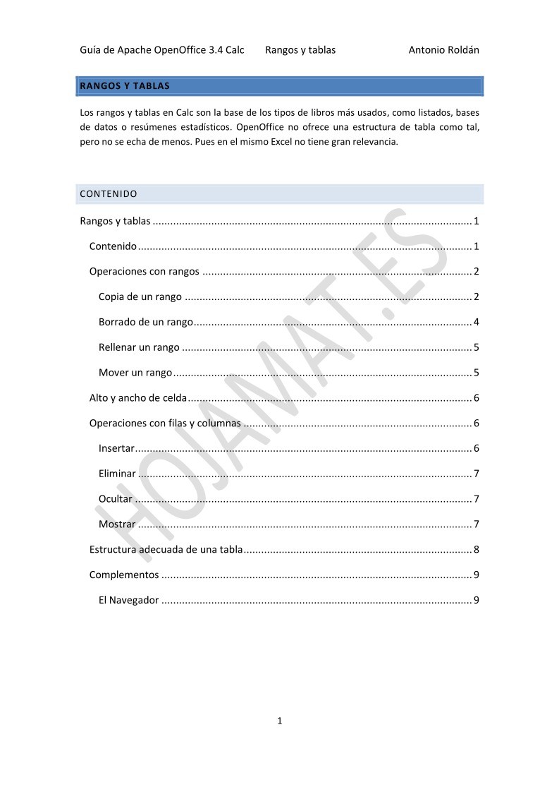 PDF de programación - Guía de Apache OpenOffice 3.4 Calc - Rangos y tablas