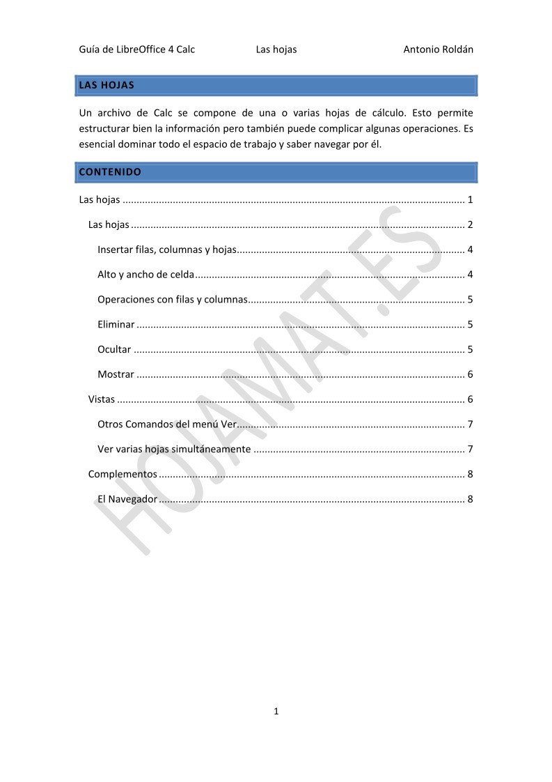 PDF de programación - Guía de LibreOffice 4 Calc - Las hojas PDF de programación - Guía de LibreOffice 4 Calc - Las hojas