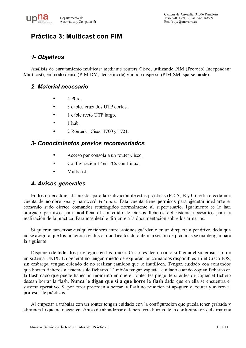 PDF de programación - Práctica 3: Multicast con PIM