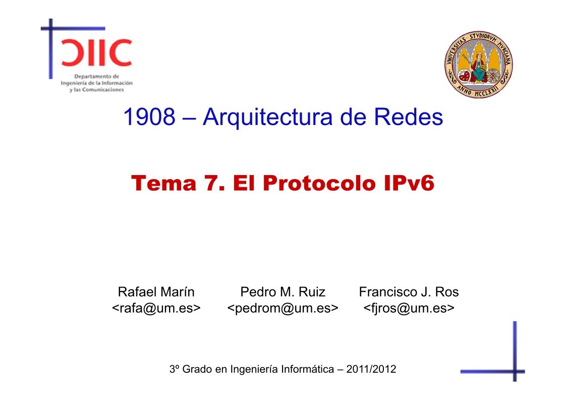 PDF de programación - Tema 7. El Protocolo IPv6