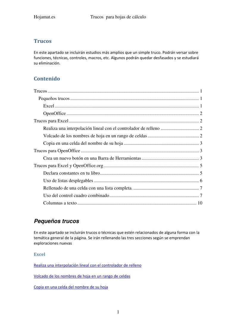 PDF de programación - Trucos para hojas de cálculo