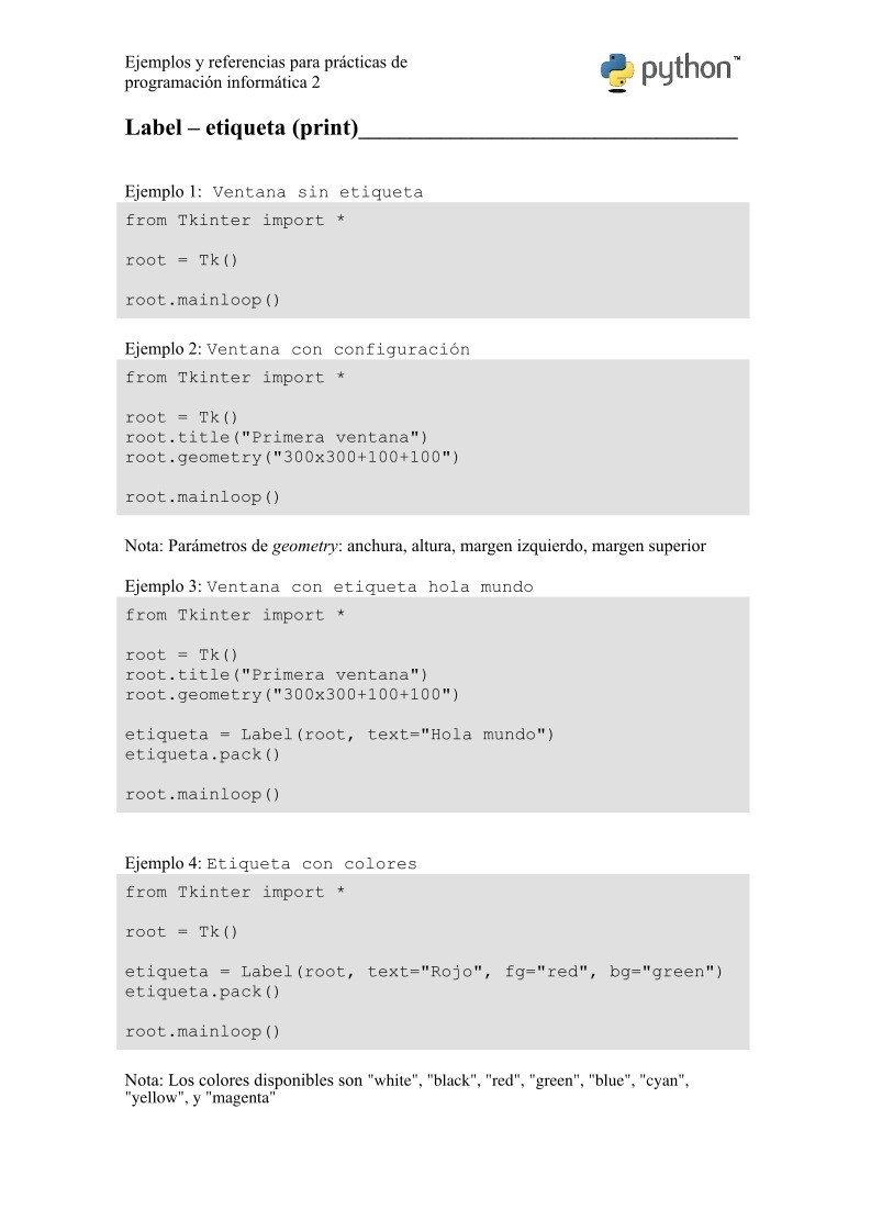 PDF de programación - Label - etiqueta (print)