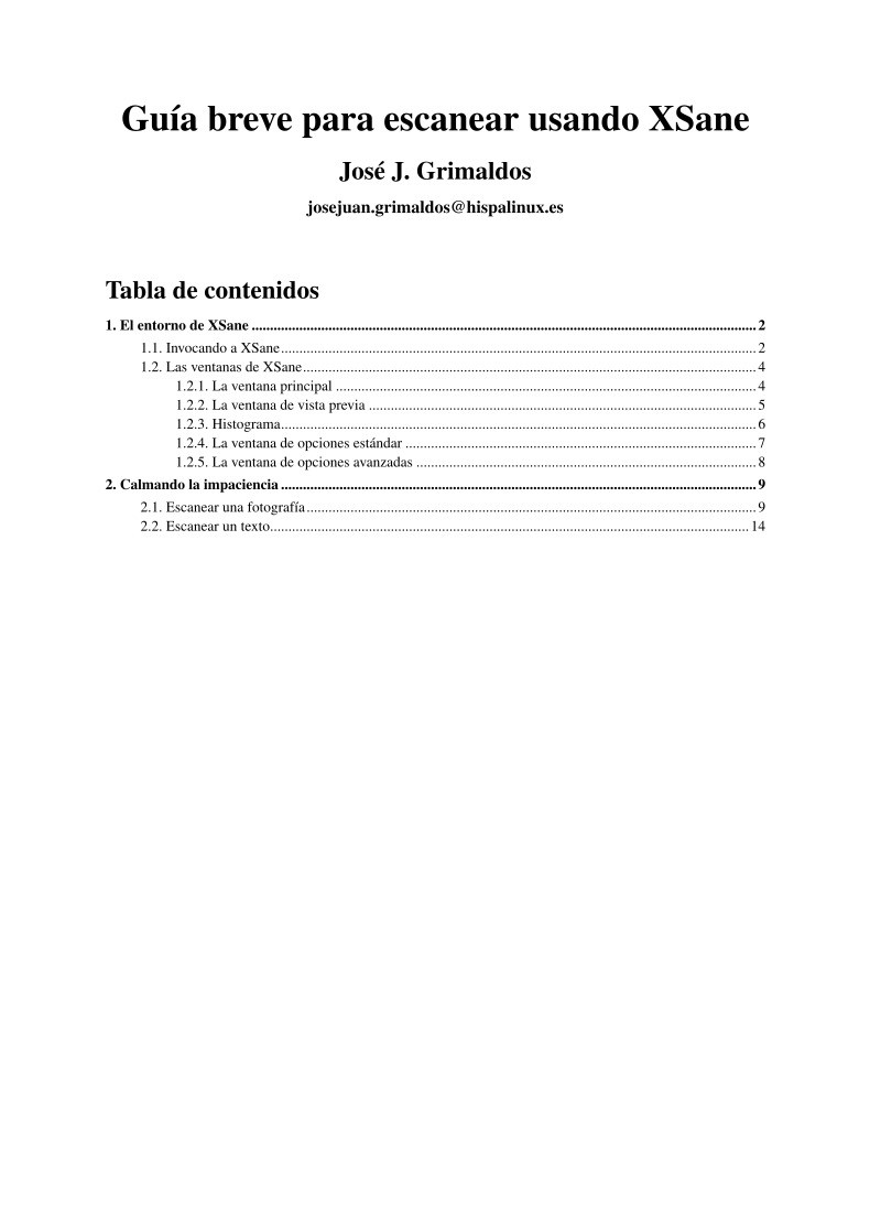 PDF de programación - Guía breve para escanear usando XSane