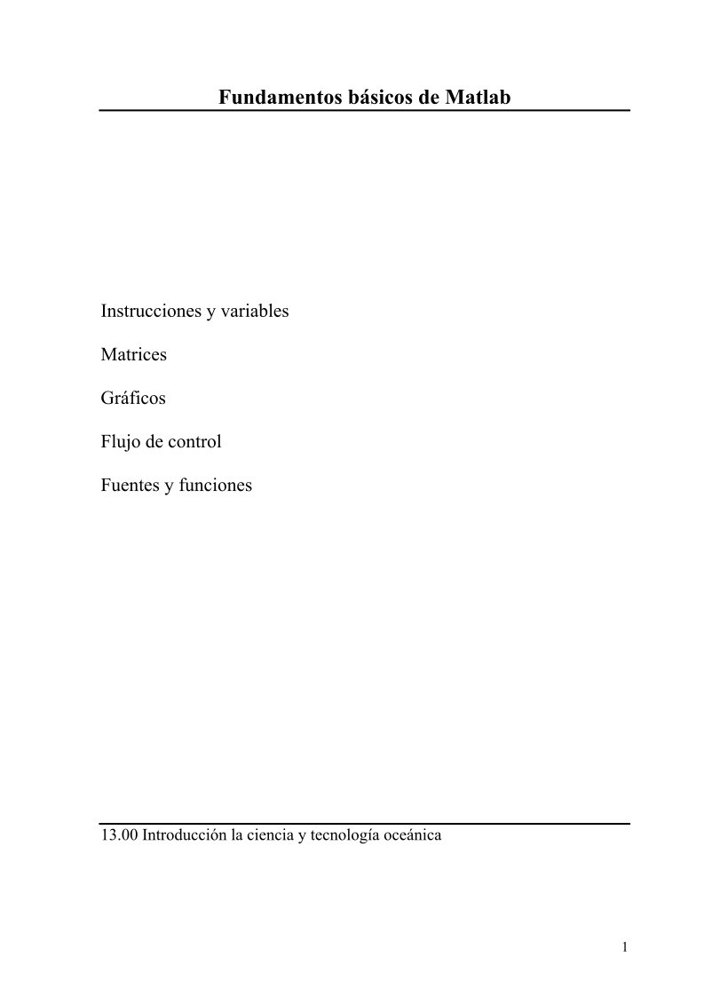 PDF de programación - Fundamentos básicos de Matlab