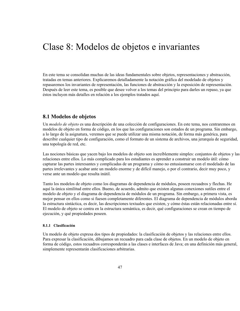 PDF de programación - Clase 8: Modelos de objetos e invariantes