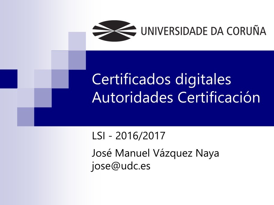 PDF de programación - Certificados digitales Autoridades Certificación