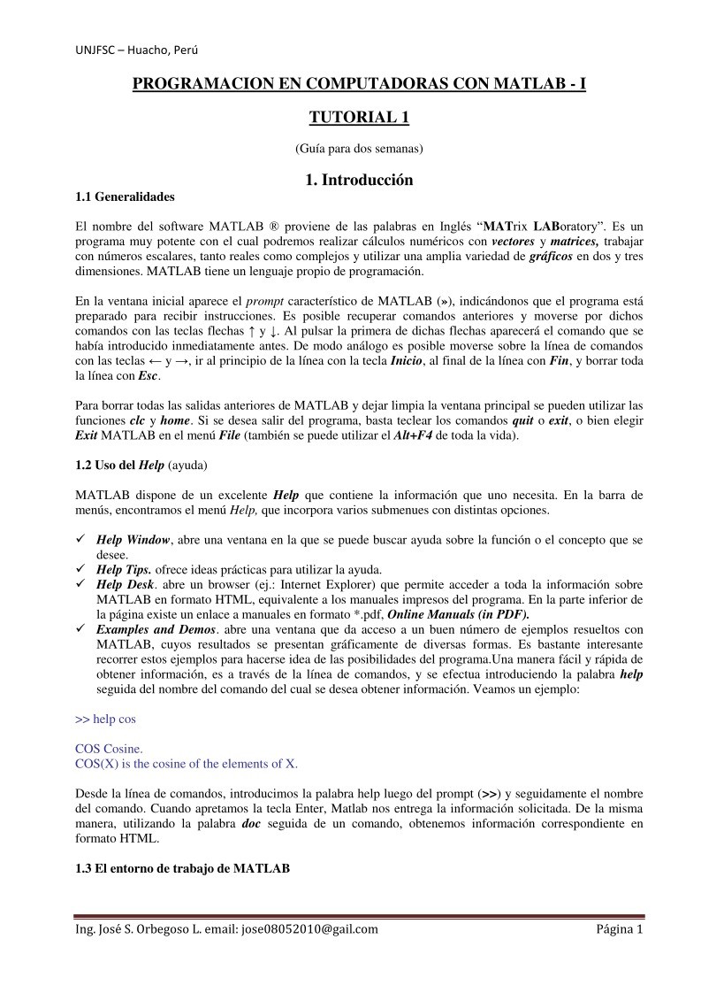 PDF de programación - PROGRAMACION EN COMPUTADORAS CON MATLAB I