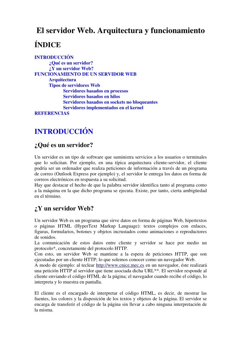 PDF de programación - El servidor Web. Arquitectura y funcionamiento