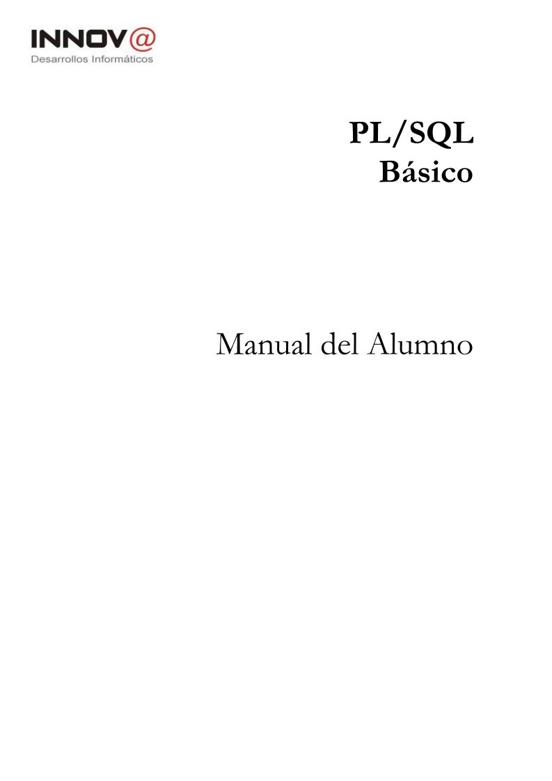 PDF de programación - PL/SQL Básico - Manual del Alumno