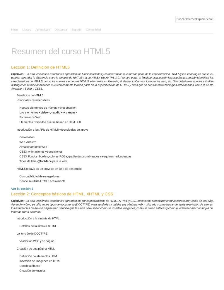 PDF de programación - Resumen del curso HTML5
