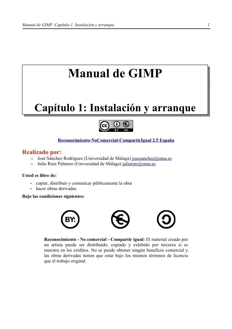 PDF de programación - Manual de GIMP. Capítulo 1. Instalación y arranque