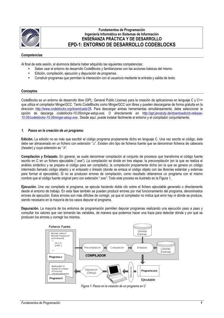 PDF de programación - ENTORNO DE DESARROLLO CODEBLOCKS