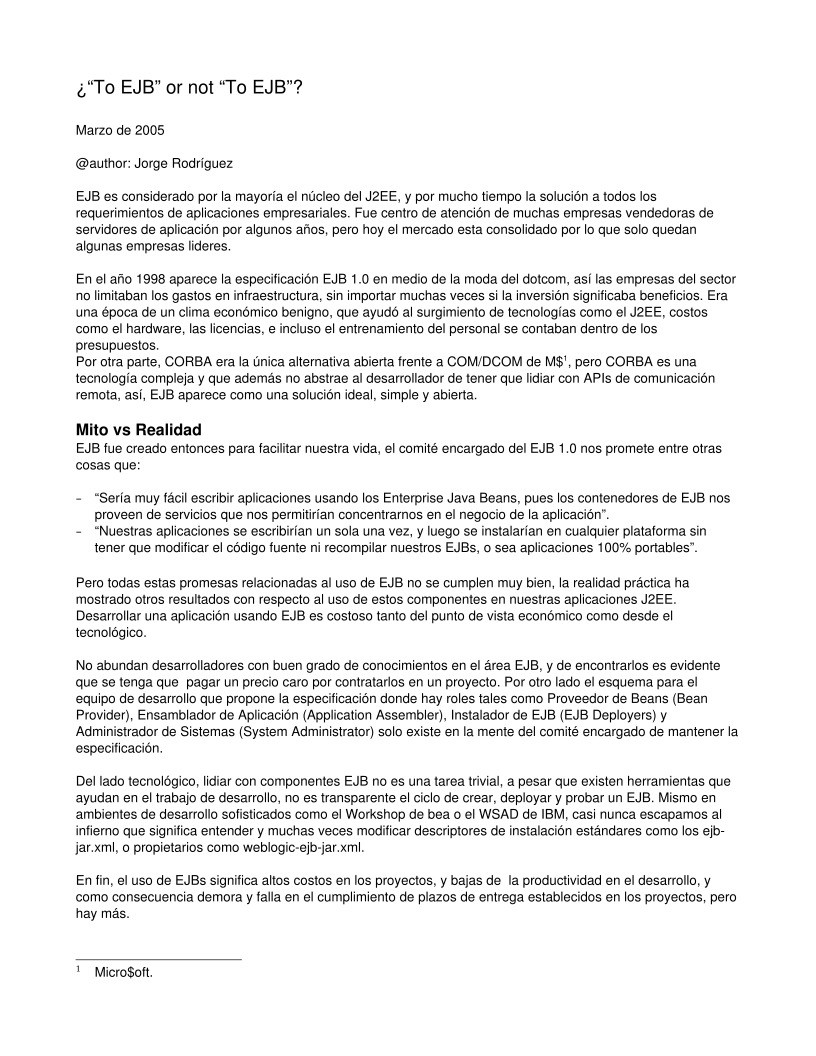 PDF de programación - ¿“To EJB” or not “To EJB”