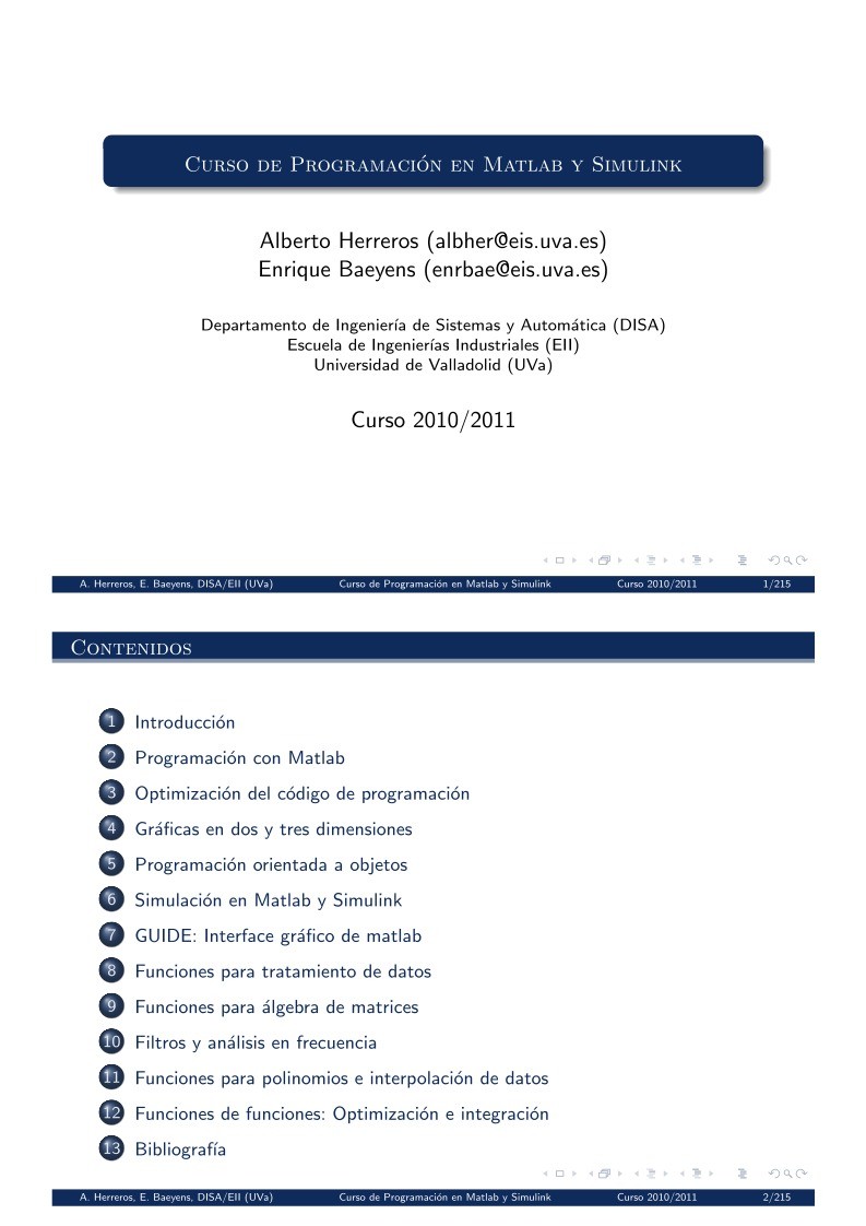PDF de programación - Curso de Programación en Matlab y Simulink