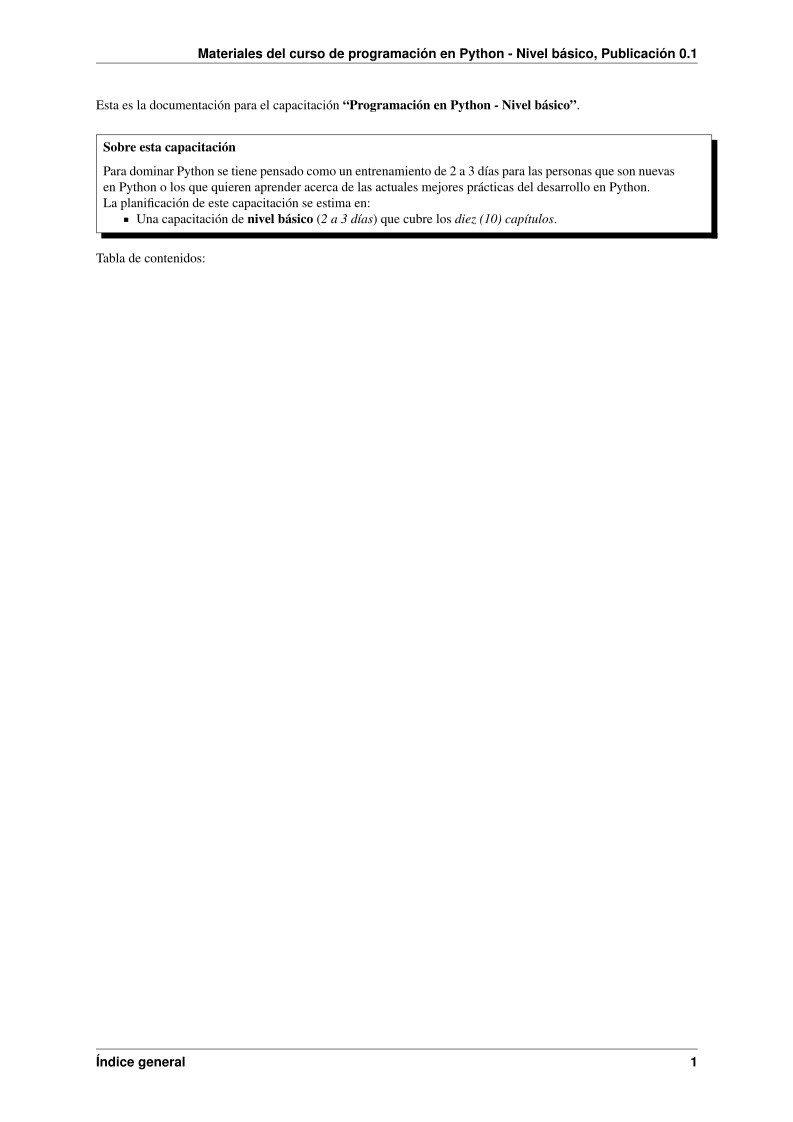 PDF de programación - Materiales del curso de programación en Python - Nivel básico