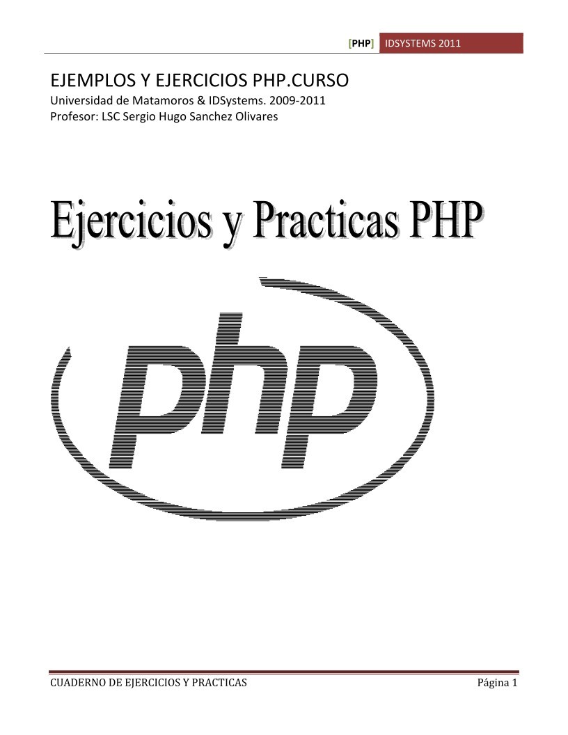 PDF de programación - Cuaderno de Ejercicios y Practicas PHP PDF de programación - Cuaderno de Ejercicios y Practicas PHP