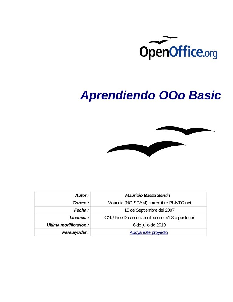 PDF de programación - Aprenda a Programar Macros en OpenOffice Basic
