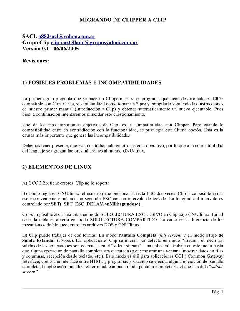 PDF de programación - Migrando de Clipper a Clip PDF de programación - Migrando de Clipper a Clip