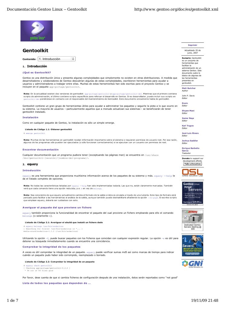 PDF de programación - Gentoolkit