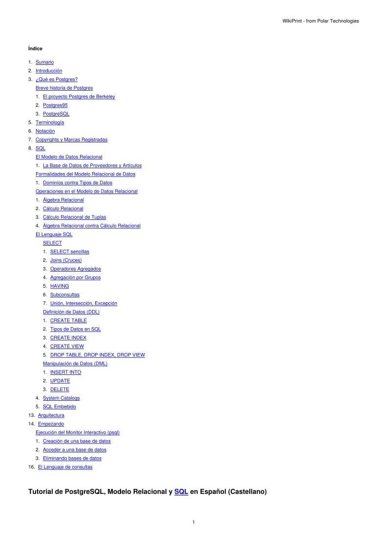 PDF de programación - Tutorial de PostgreSQL, Modelo Relacional y SQL ... PDF de programación - Tutorial de PostgreSQL, Modelo Relacional y SQL ...