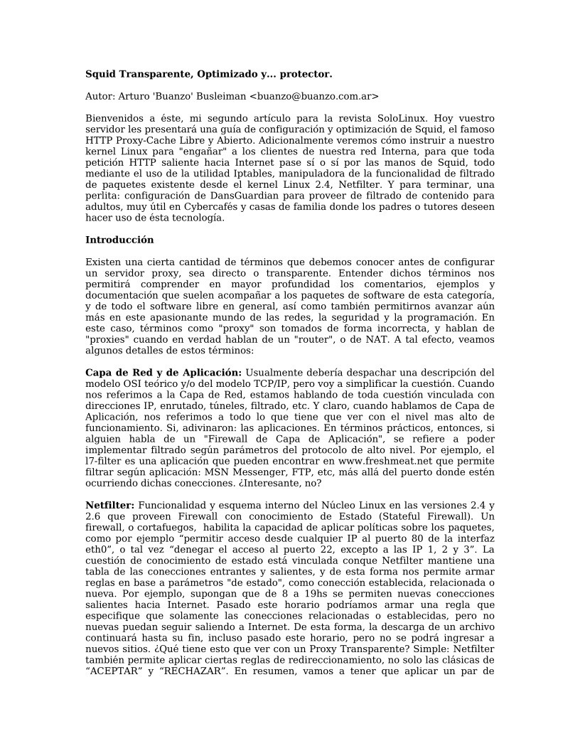 PDF de programación - Squid transparente, Optimizado y... protector
