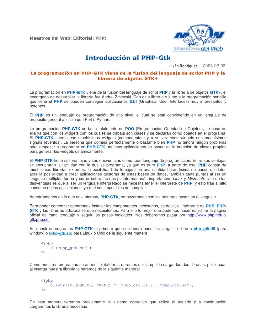 PDF de programación - Introducción al PHP-Gtk