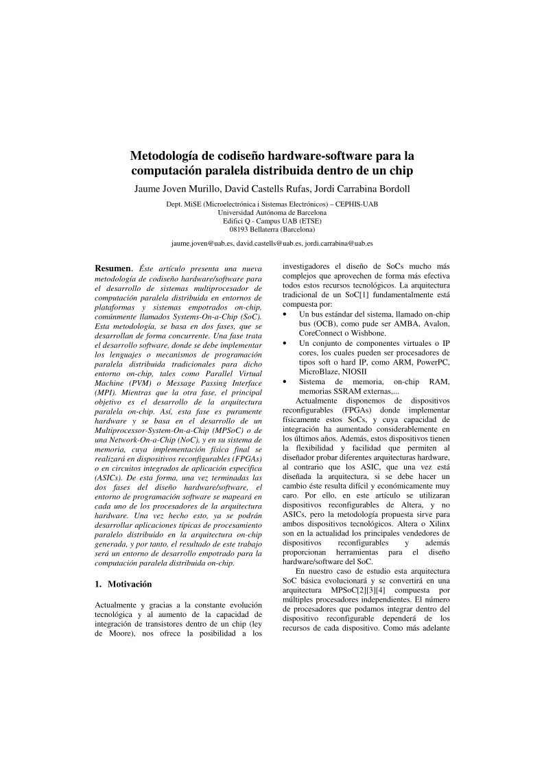 PDF de programación - Metodología de codiseño hardware-software para la ... PDF de programación - Metodología de codiseño hardware-software para la ...