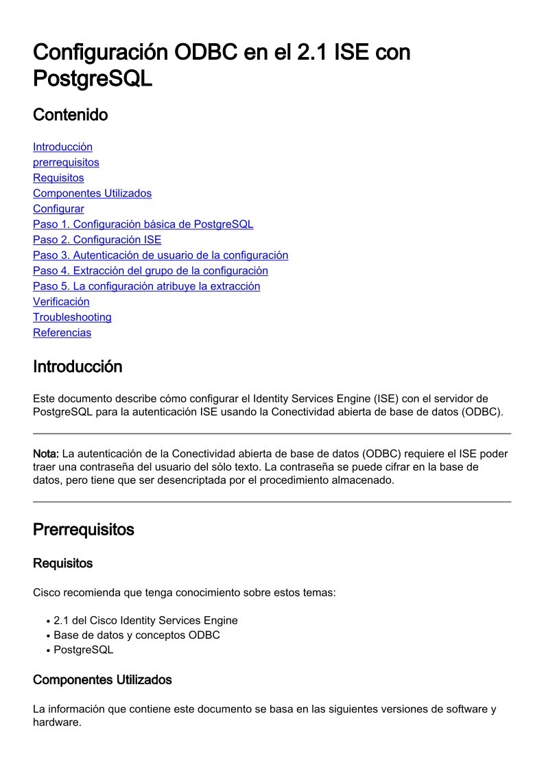 PDF de programación - Configuración ODBC en el 2.1 ISE con PostgreSQL
