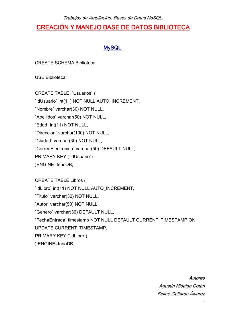 PDF de programación - MongoDB scripts - Creación y manejo base de datos biblioteca