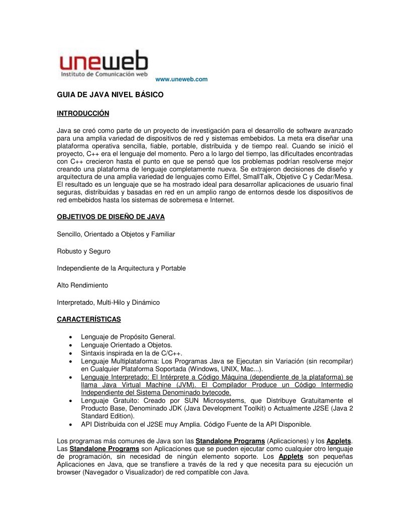 PDF de programación - Guía de Java nivel básico