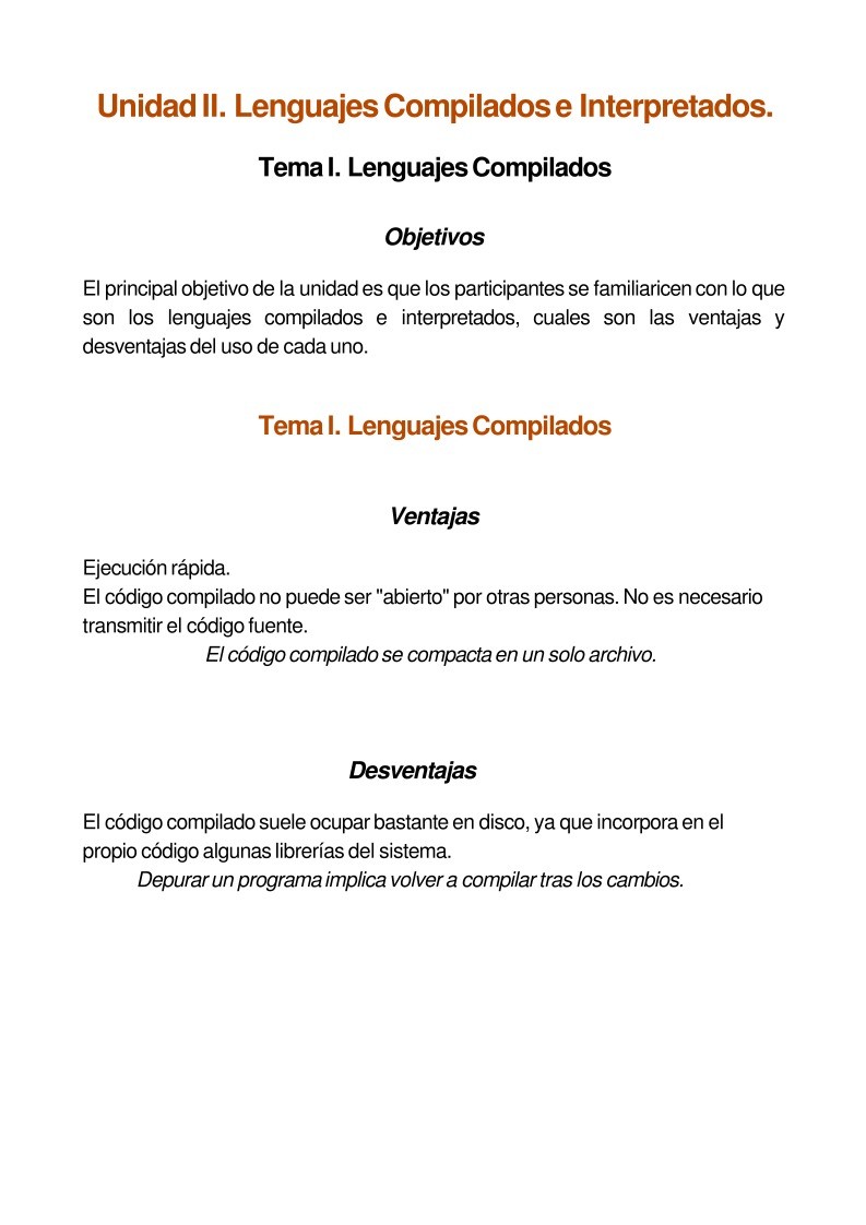 PDF de programación - Unidad II. Lenguajes Compilados e Interpretados