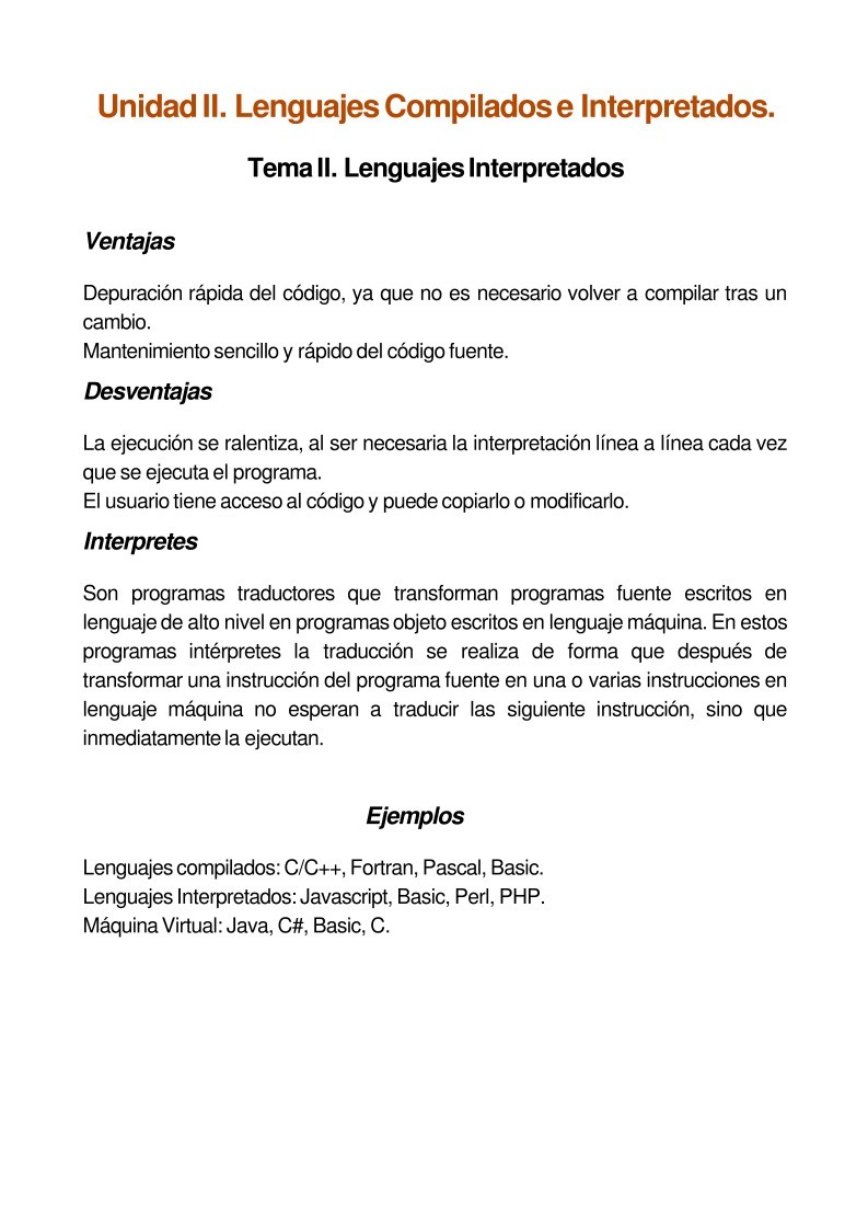 PDF de programación - Unidad II. Lenguajes Compilados e Interpretados