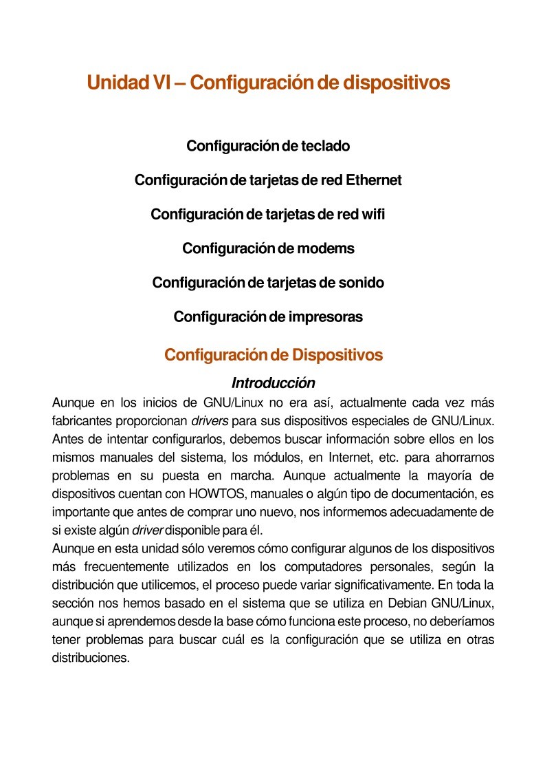 PDF de programación - Unidad VI – Configuración de dispositivos