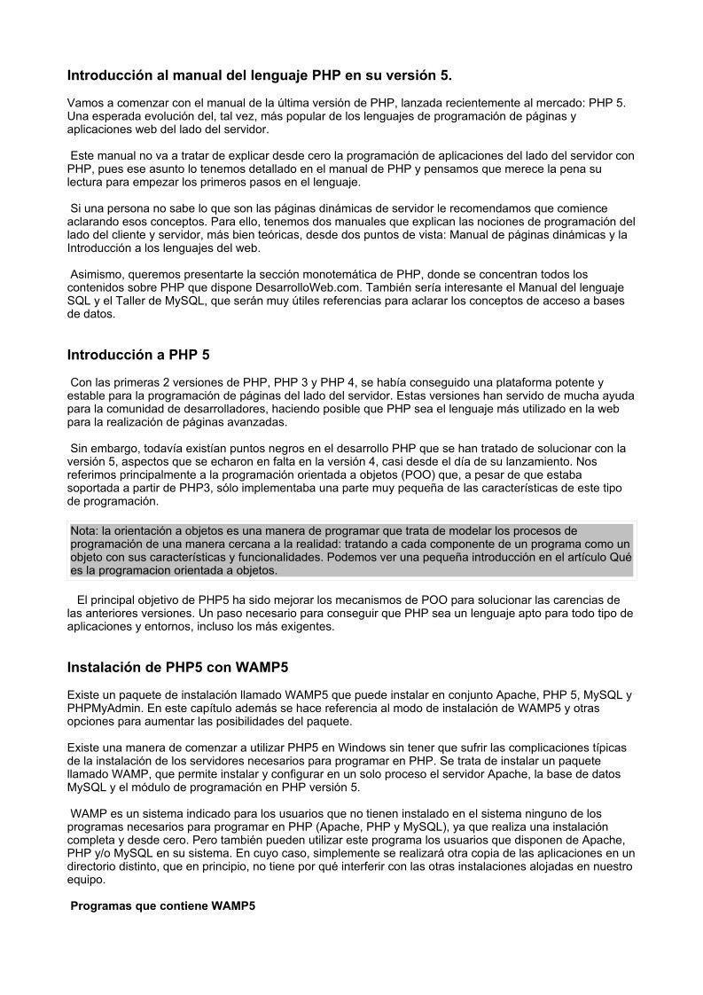 PDF de programación - Introducción al manual del lenguaje PHP en su ...