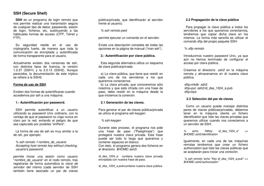 PDF de programación - SSH (Secure Shell)