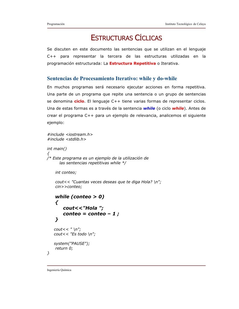 PDF de programación - Estructuras Cíclicas
