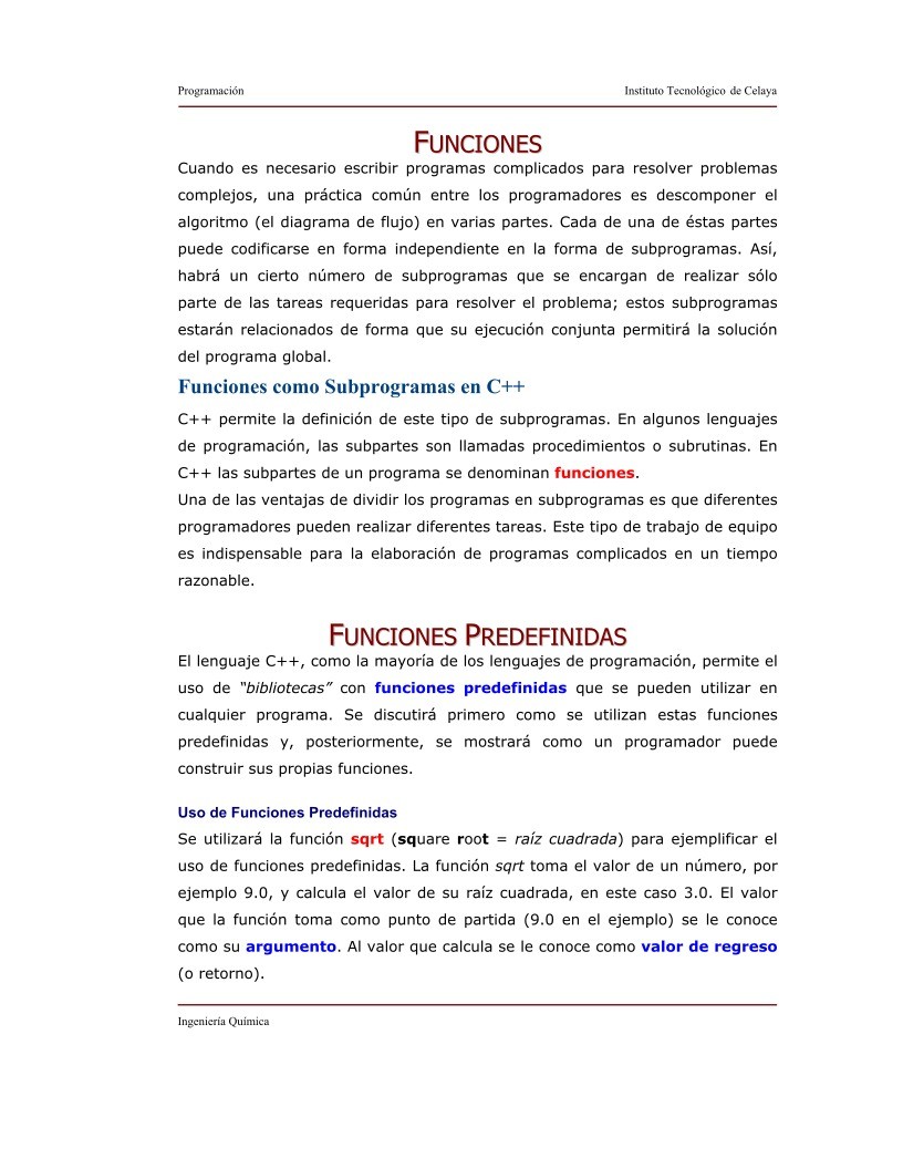 PDF de programación - Funciones